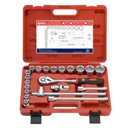 Genius Tools Hand Socket Set 21 Piece Metric 1/2 Inch Drive with 36 ...